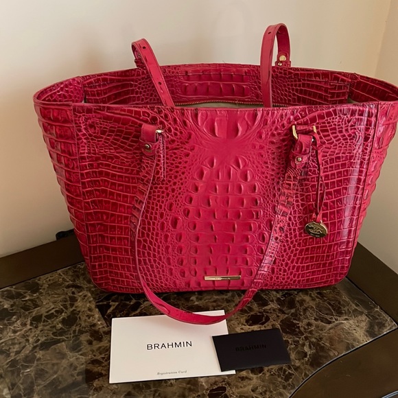 Brahmin | Bags | Authentic Large Hot Pink Brahmin Tote Bag | Poshmark